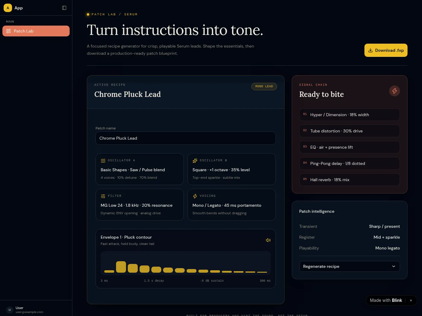 Serum Patch Recipe Generator