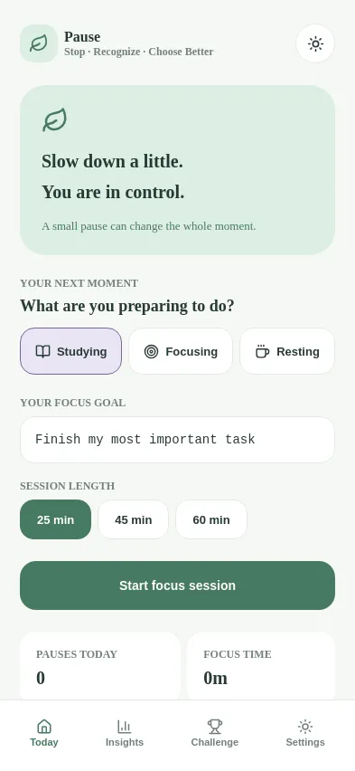 Pause Focus Challenge