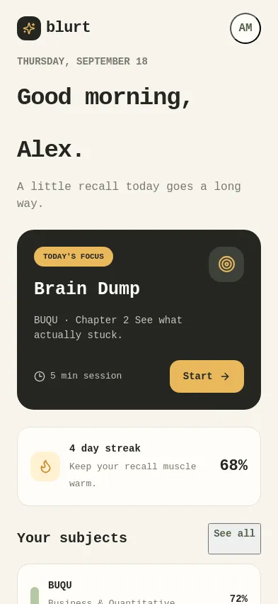 Blurt Study App