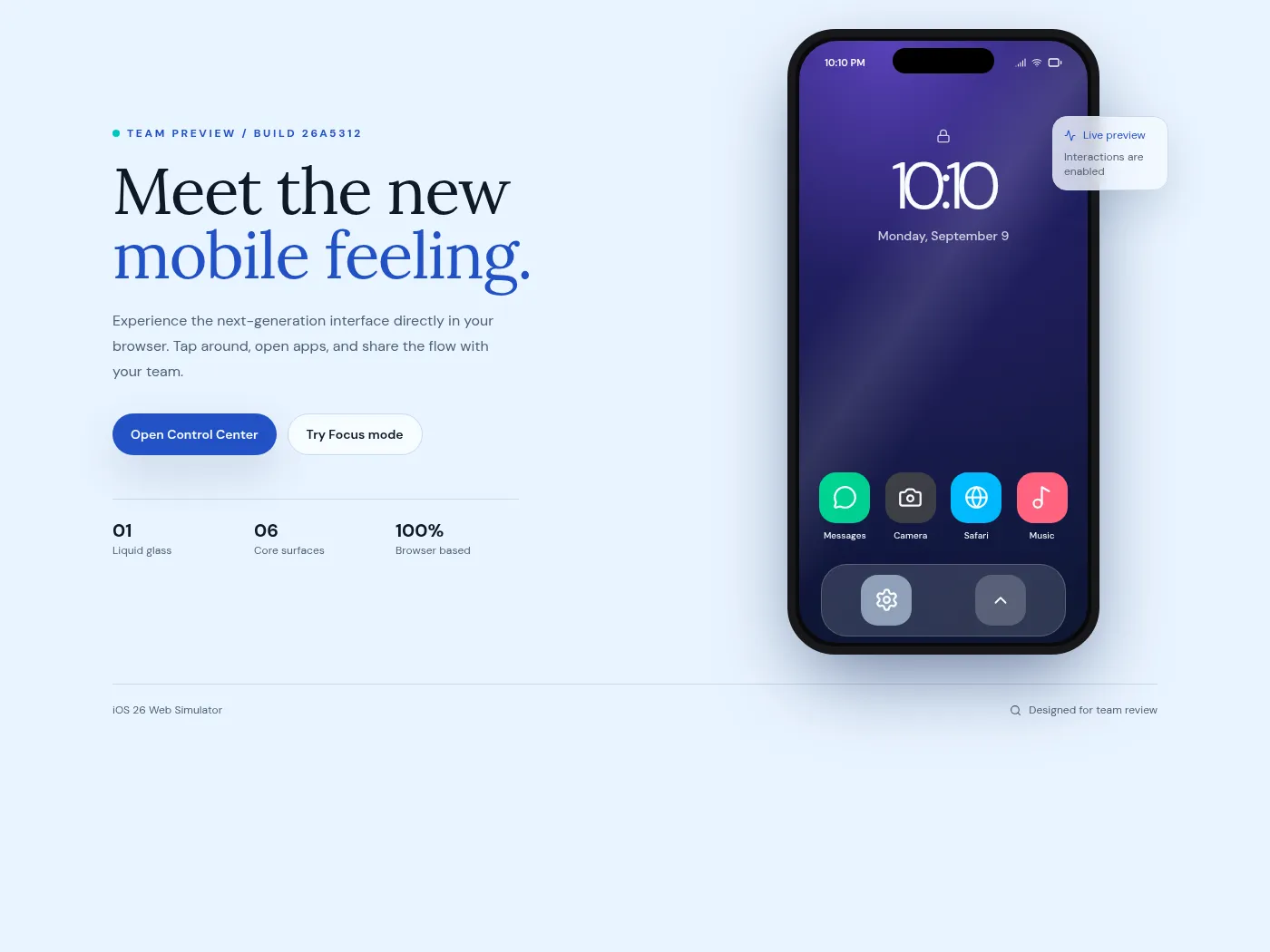 iOS 26 Web Simulator