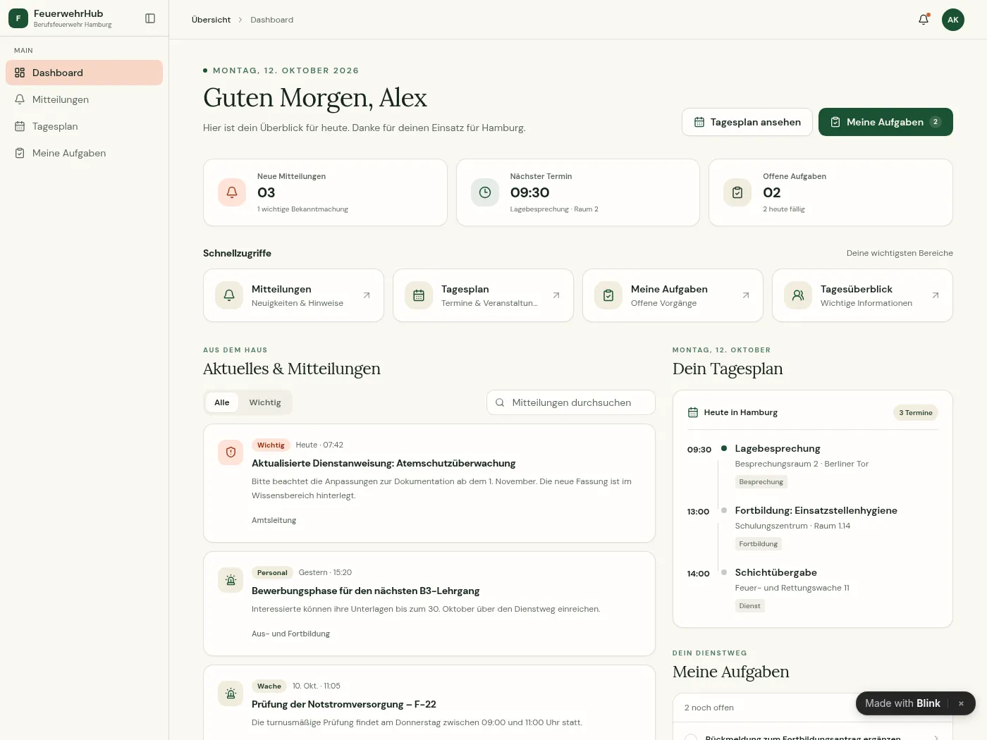 FeuerwehrHub Intranet