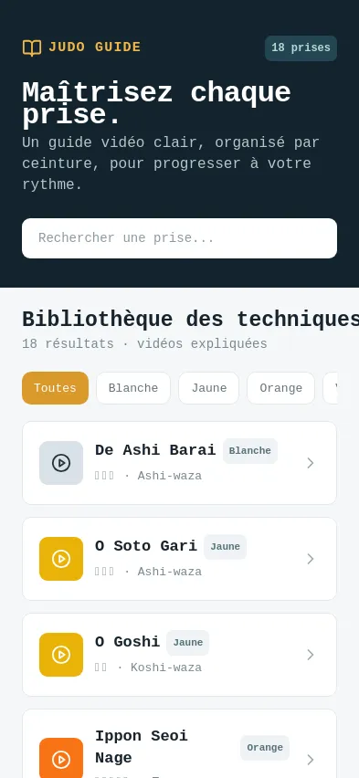 Judo Belt Techniques App