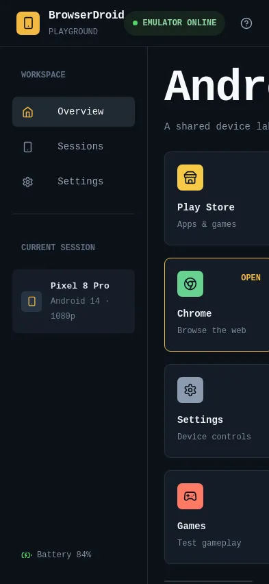 BrowserDroid Playground