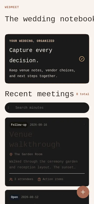 WedMeet Minutes App