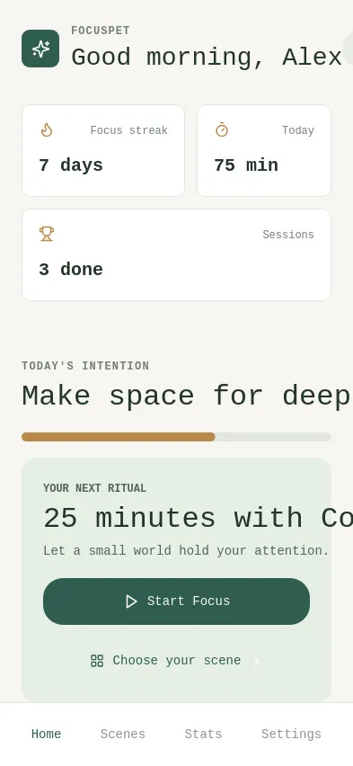 FocusPet Productivity App