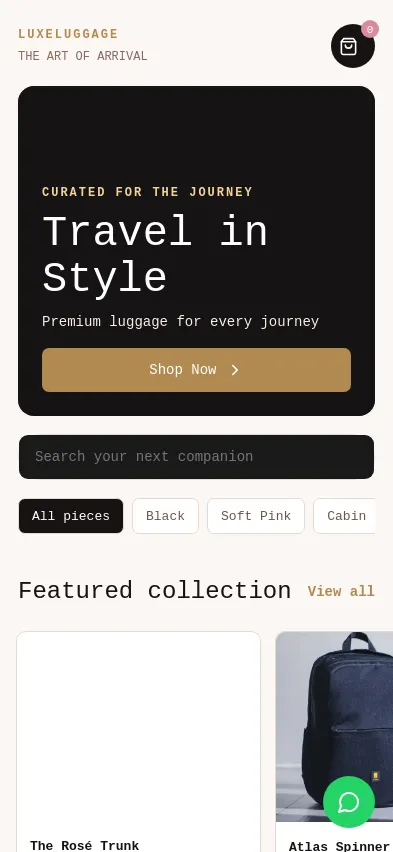 LuxeLuggage Mobile Shop