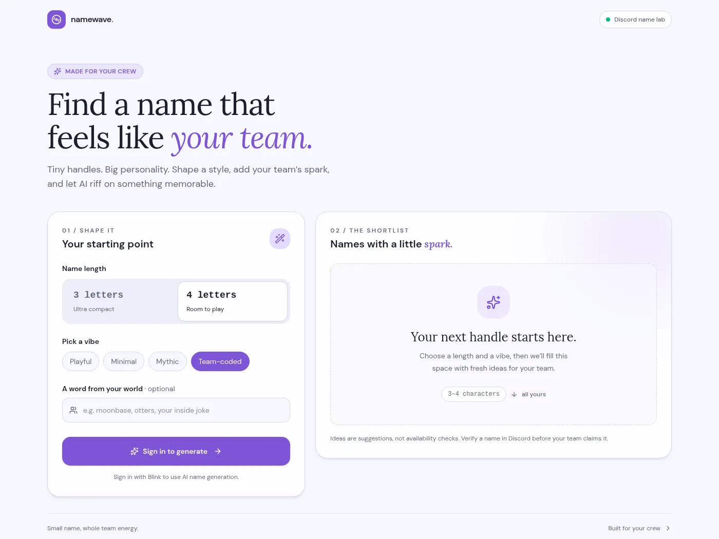 Discord NameGen AI