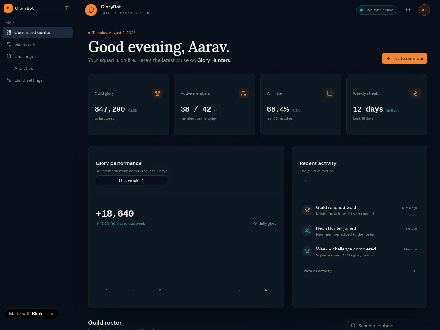 GloryBot Freefire Guild Manager