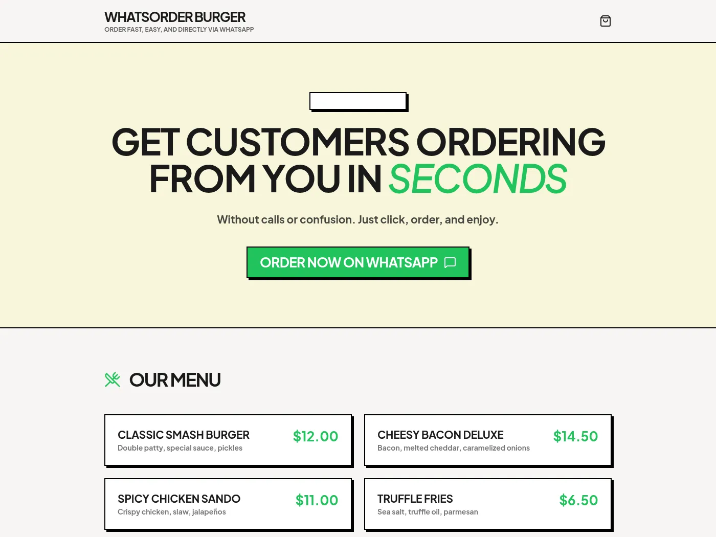 WhatsOrder Landing Page
