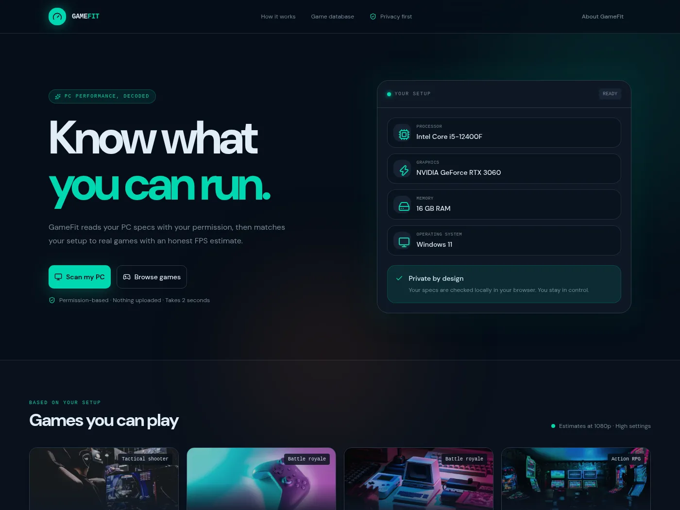 GameFit Specs Checker