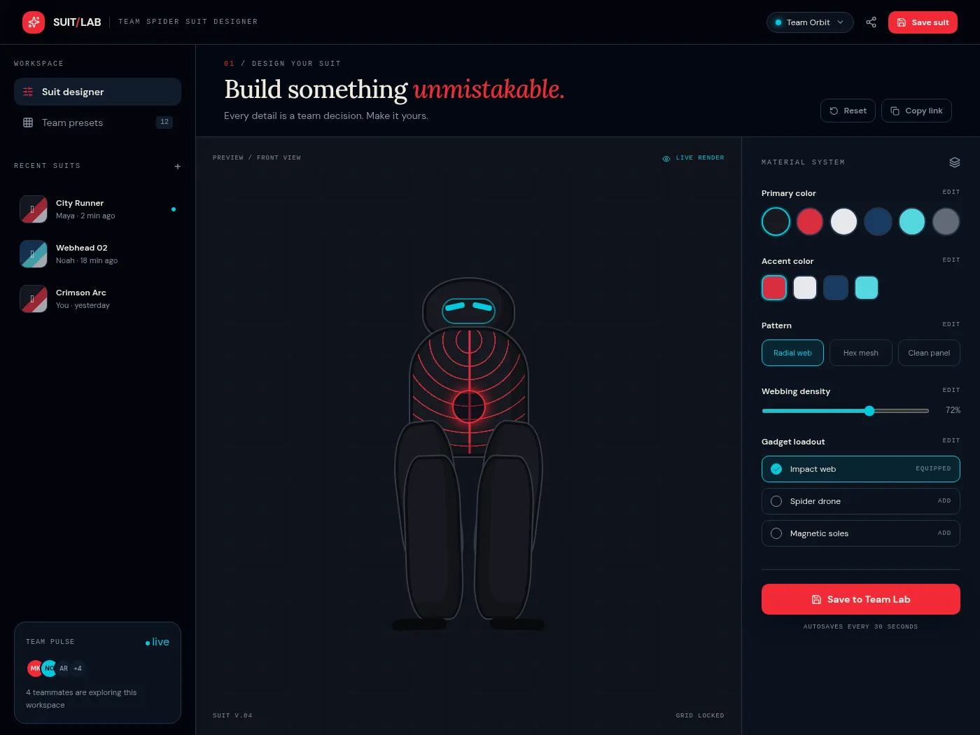 Spider Suit Designer