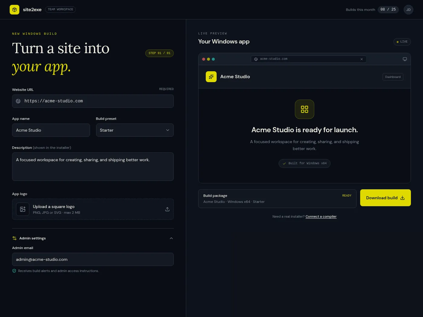 Site2Exe Converter