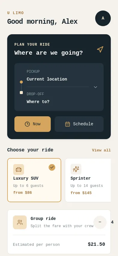U Limo Ride App