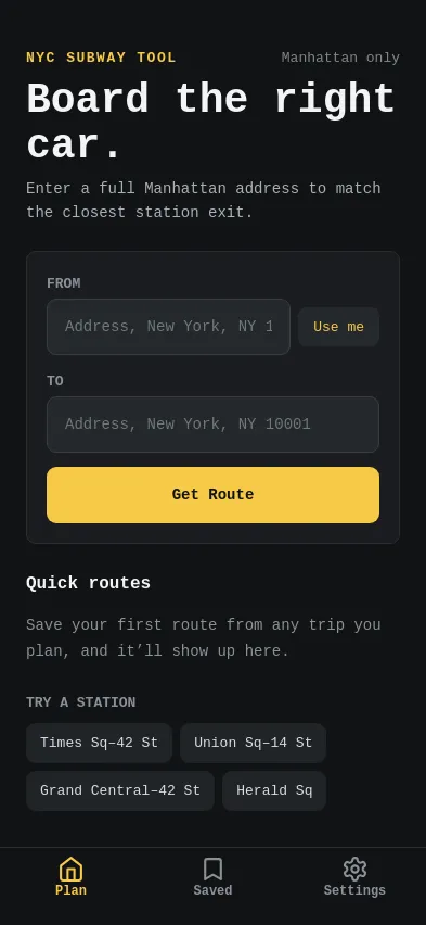 Right Car Subway Planner