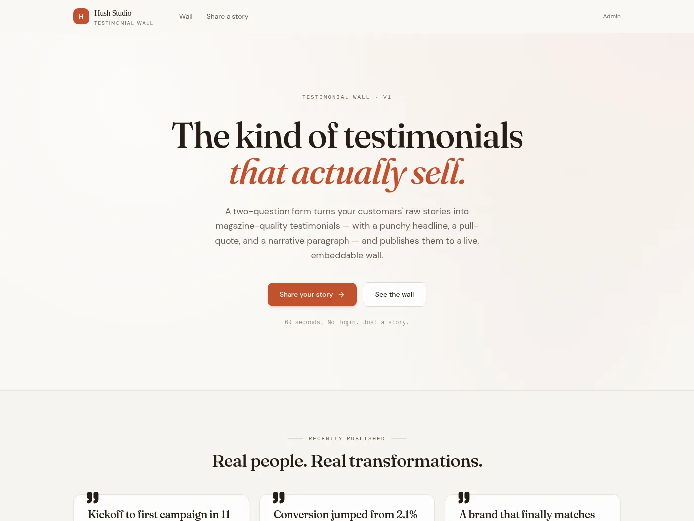 AI Testimonial Wall