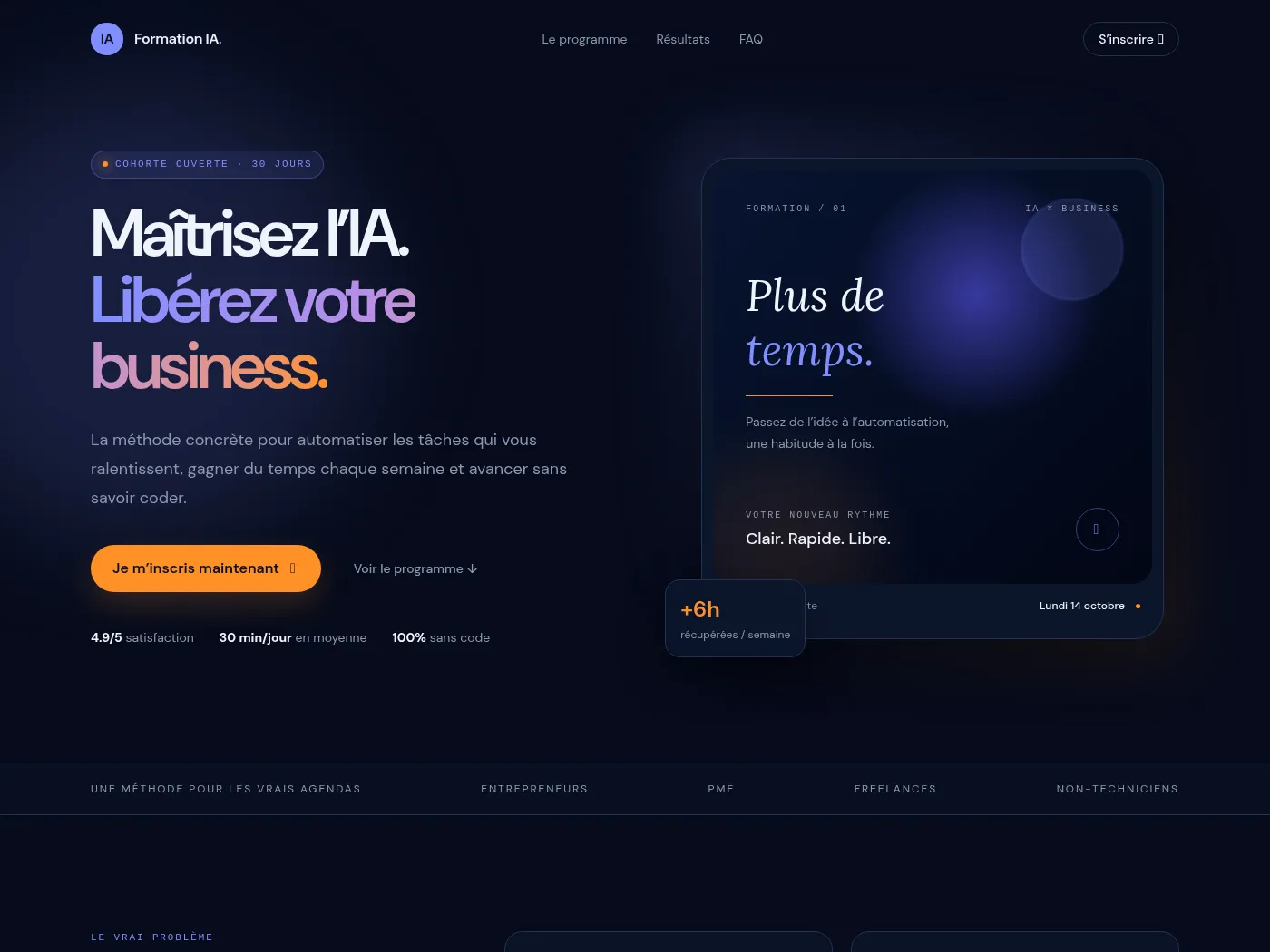 IA Formation Landing Page