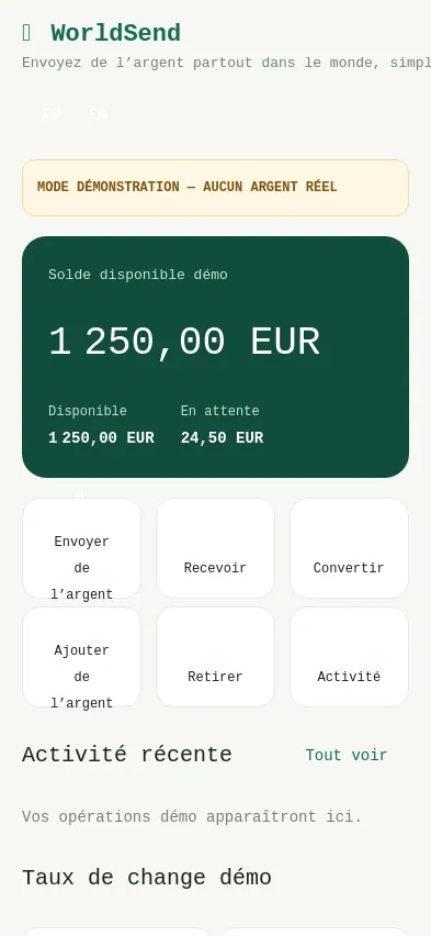 WorldSend Demo Fintech