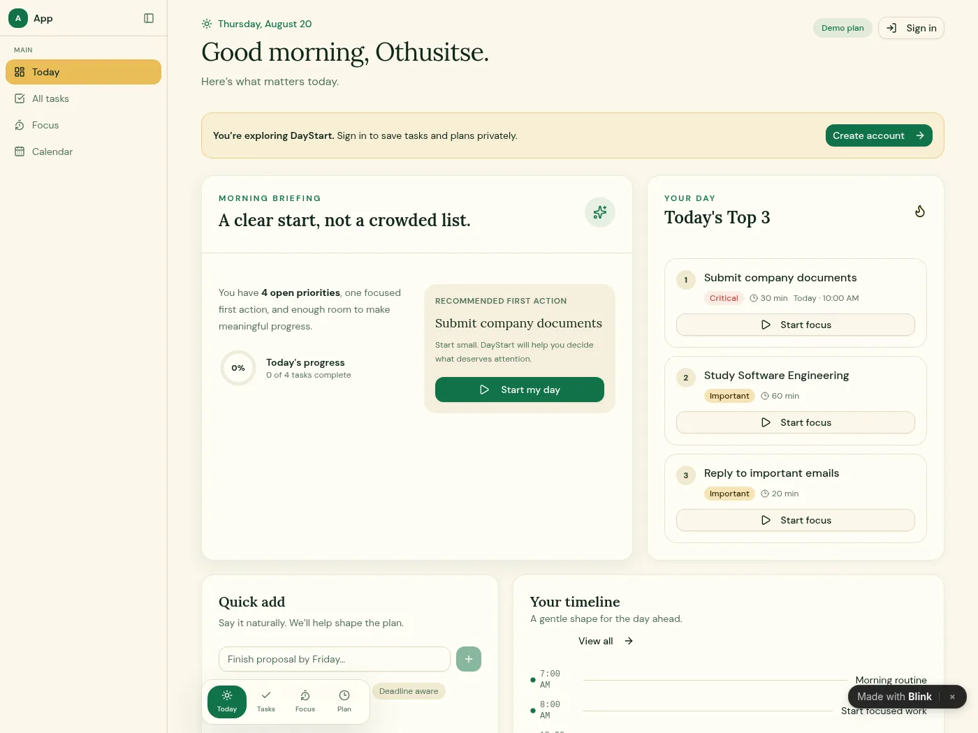 DayStart AI Priorities