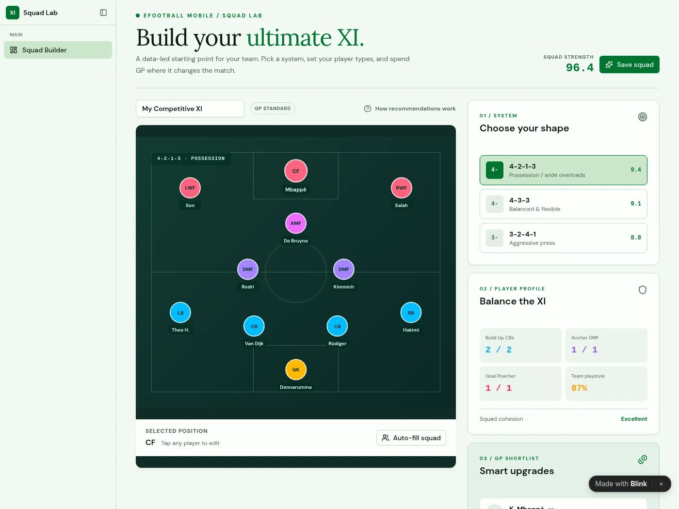 eFootball Squad Builder