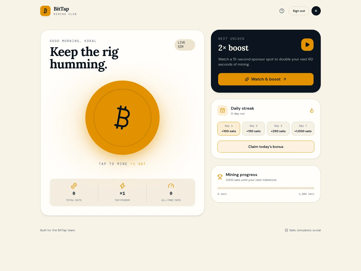 BitTap Mining Game