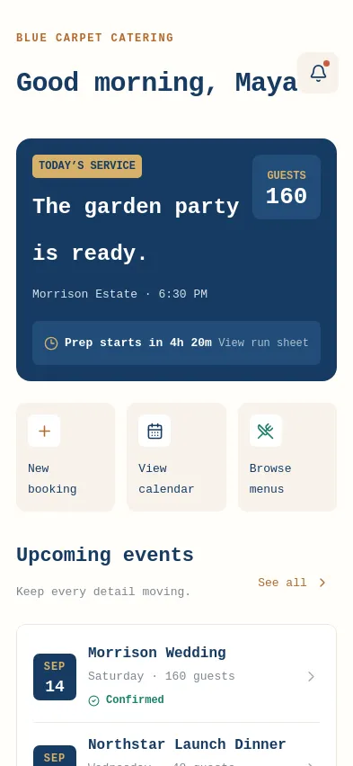 Blue Carpet Catering App