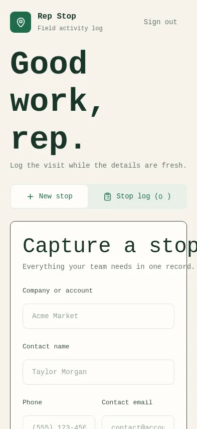 Rep Stop Tracker