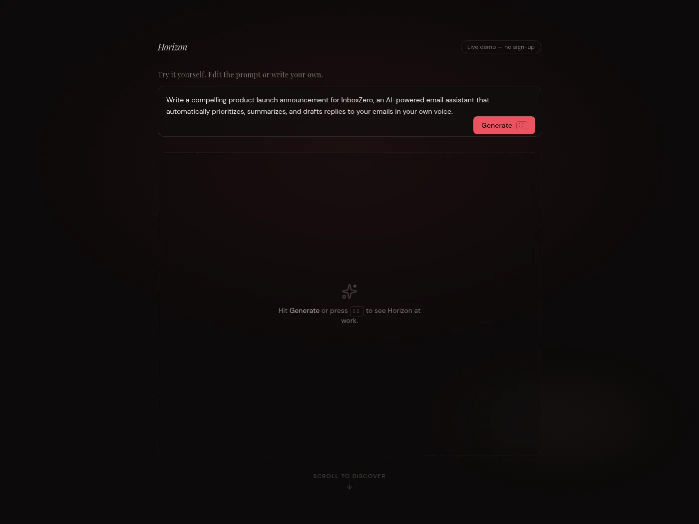 Live Demo AI Landing
