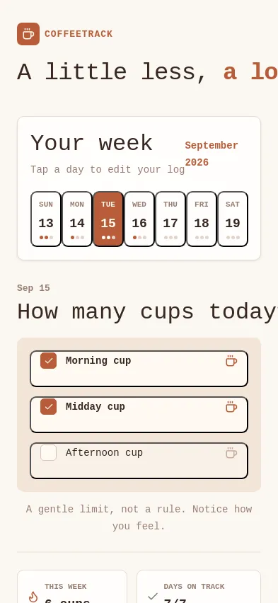 CoffeeTrack Calendar