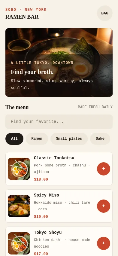 SoHo Ramen Bar App