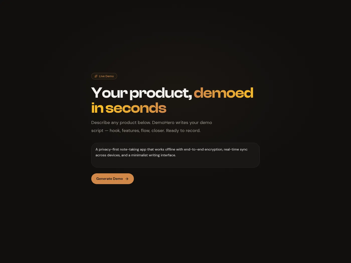 DemoHero Landing Page