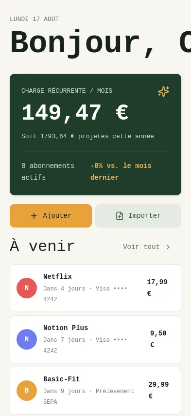 SubTrack Résiliation Mobile
