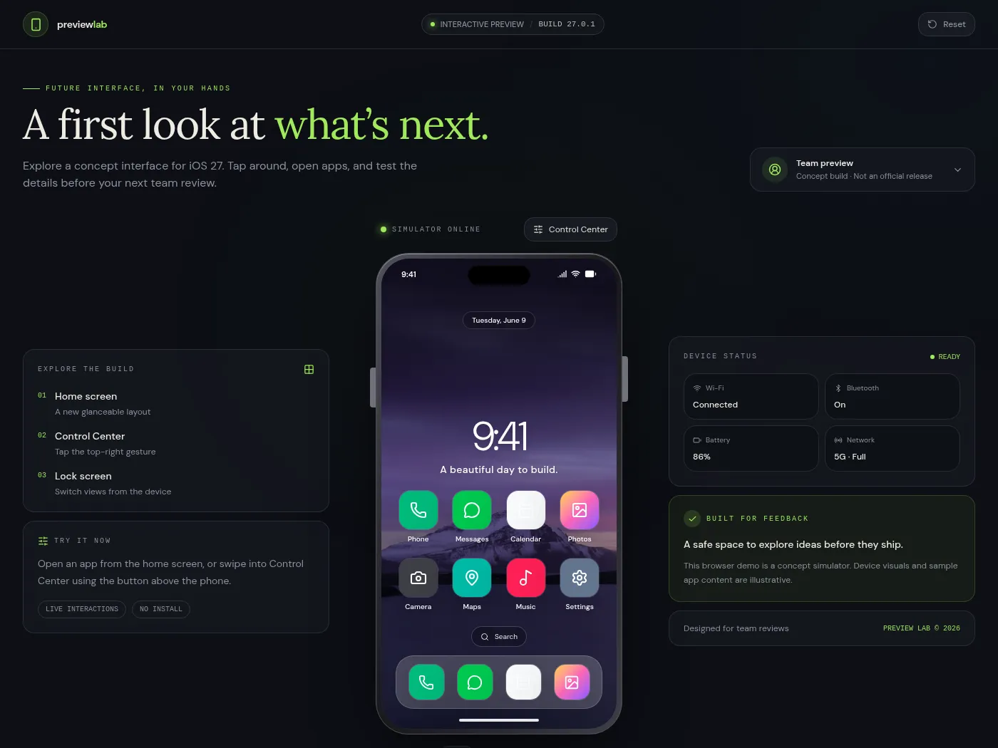 iOS 27 Web Simulator