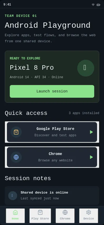 Browser Android Playground