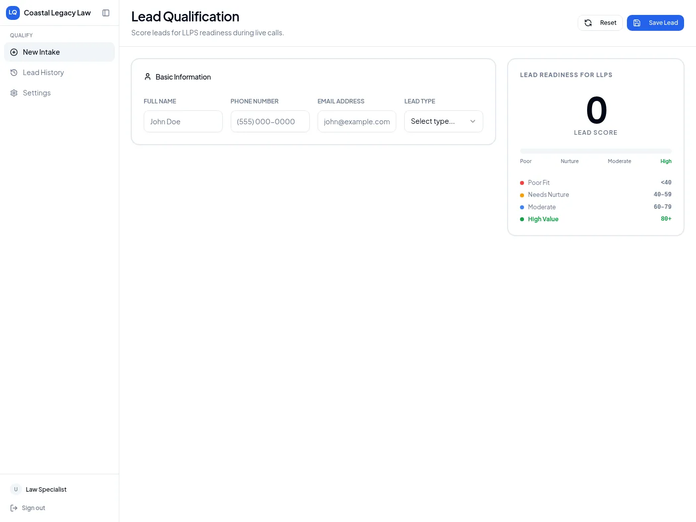 Intake Score App