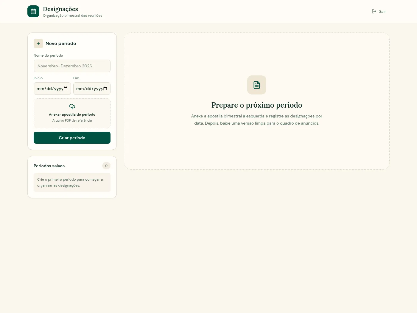 Formulário de Designações