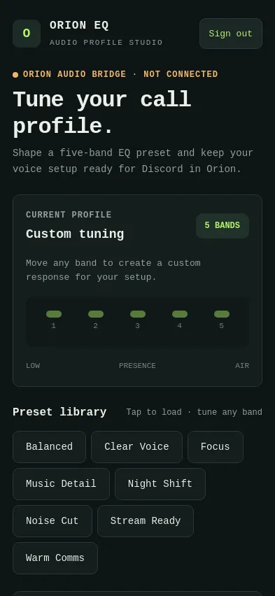 Orion Discord EQ Mobile