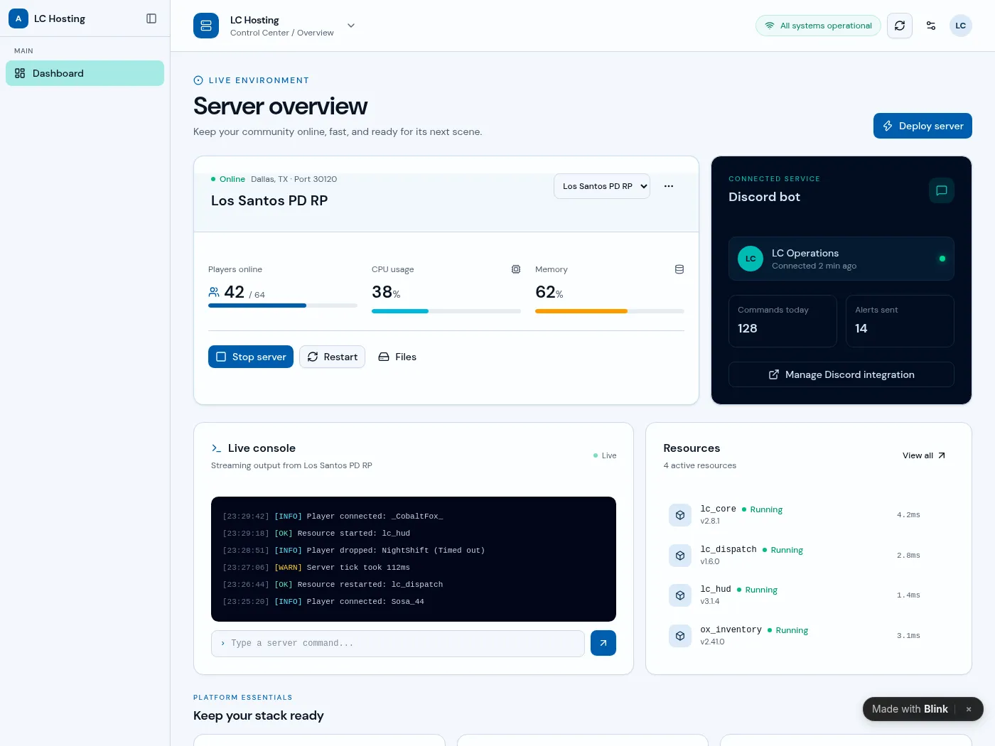 LC FiveM Hosting Platform