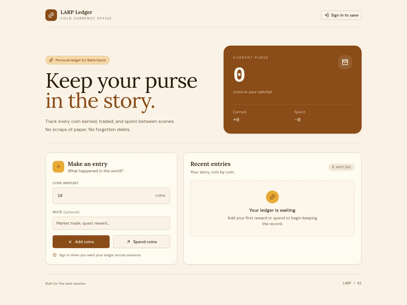 LARP Coin Manager