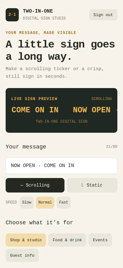 Two-In-One Sign App