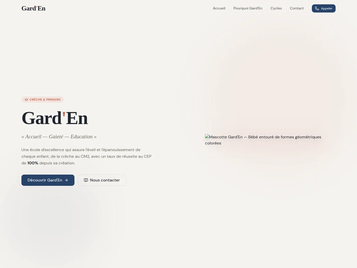 Gard'En School Landing Page