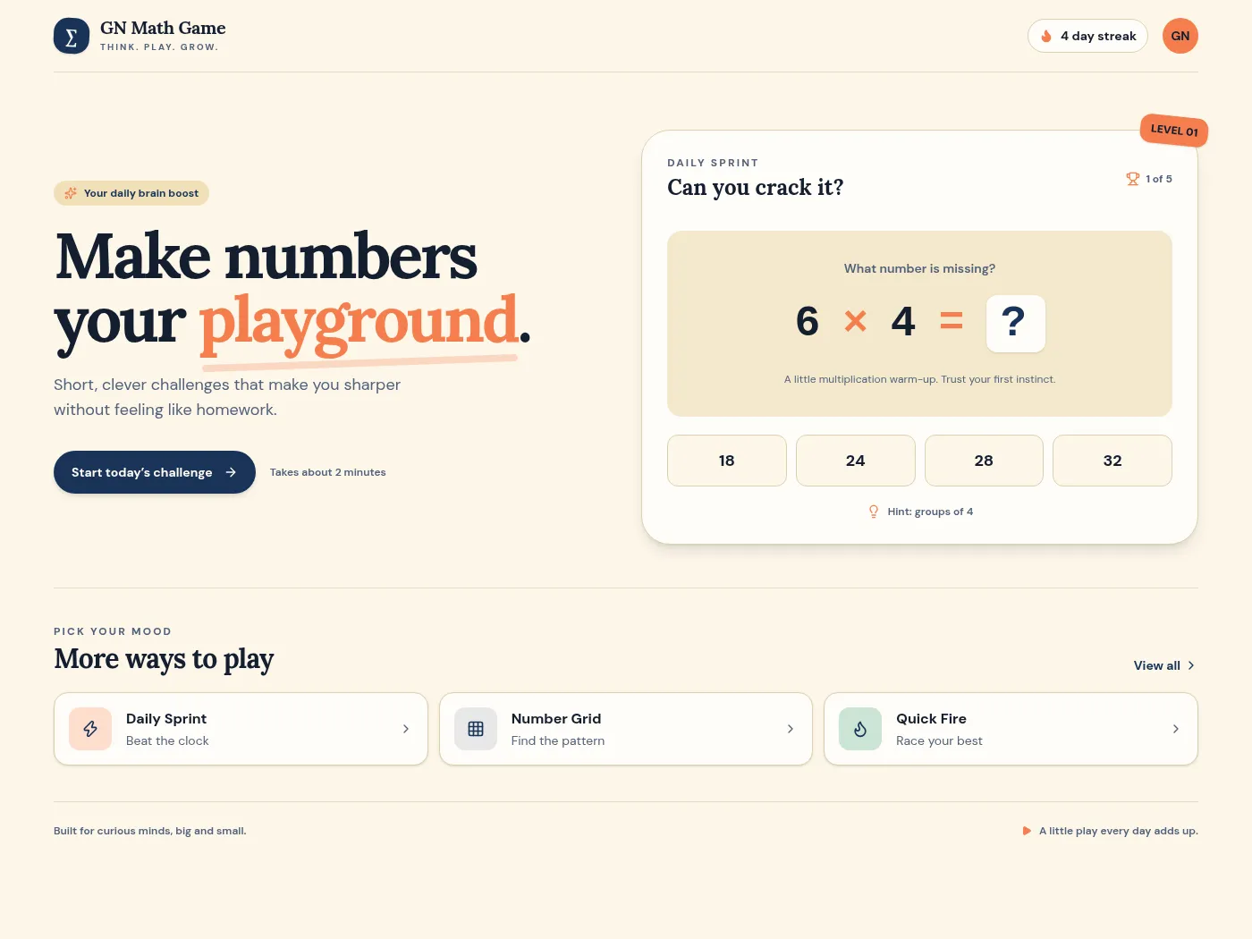 GN Math Game Hub