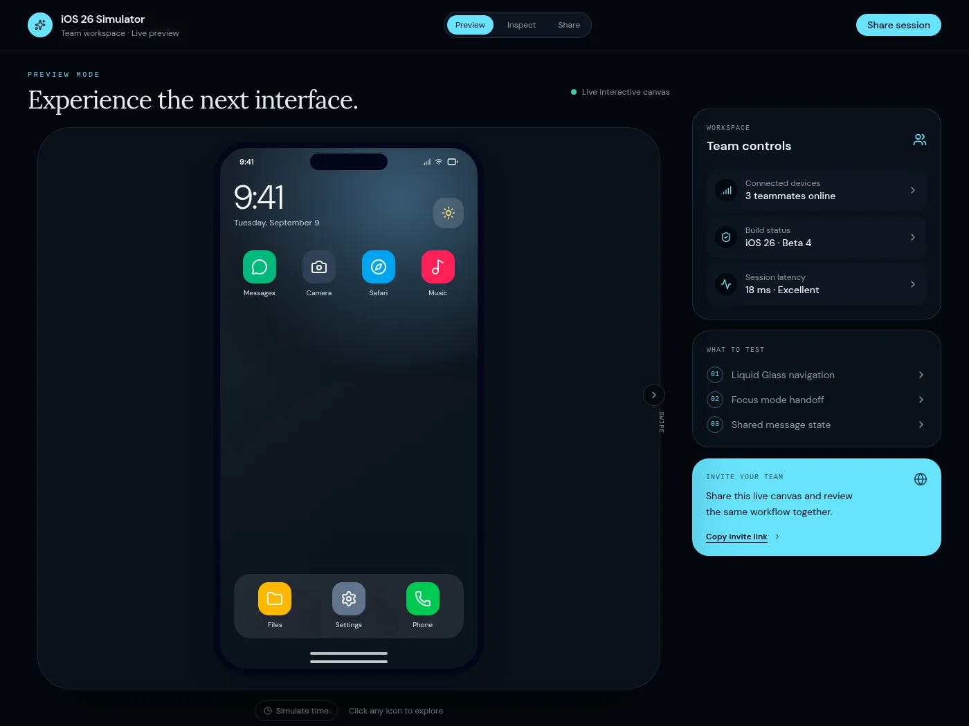 iOS 26 Web Simulator