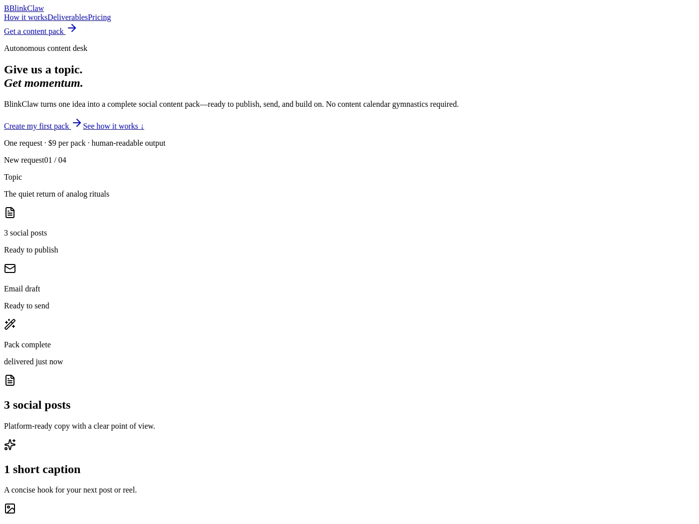 BlinkClaw AI Content Hub