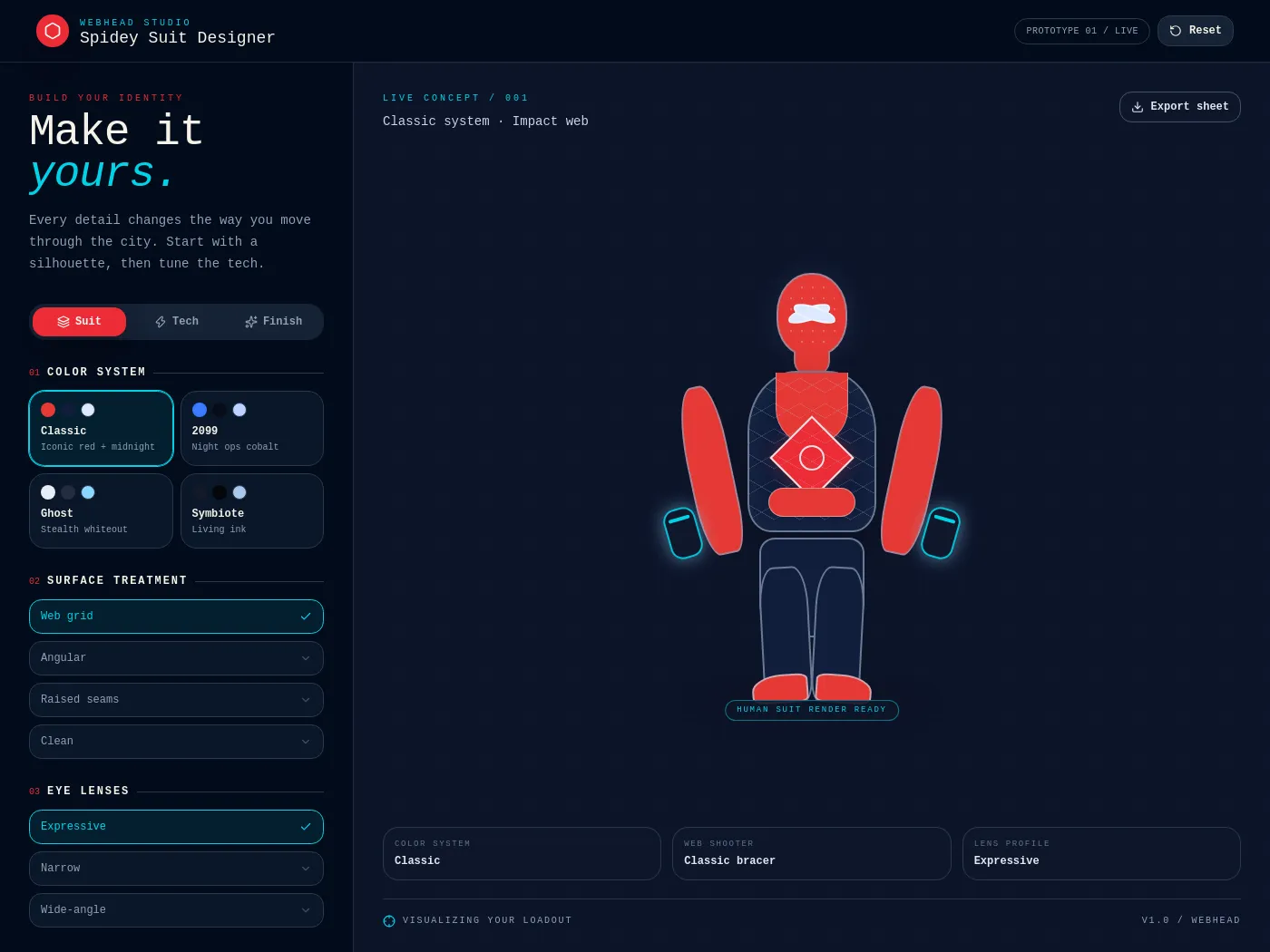 Spidey Suit Designer