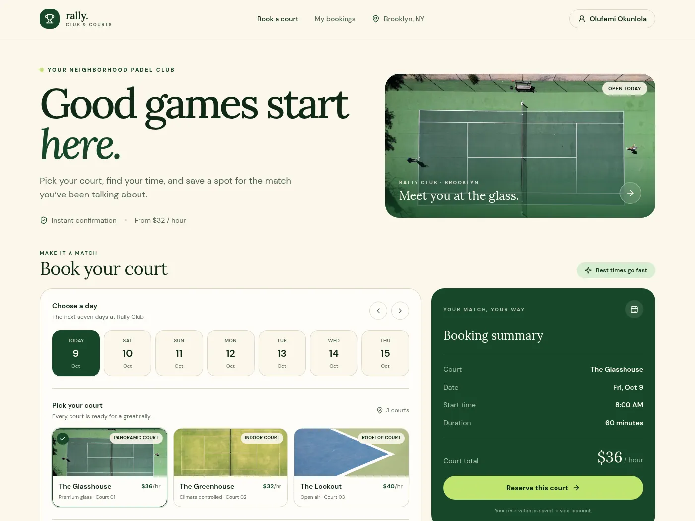 Padel Court Booker