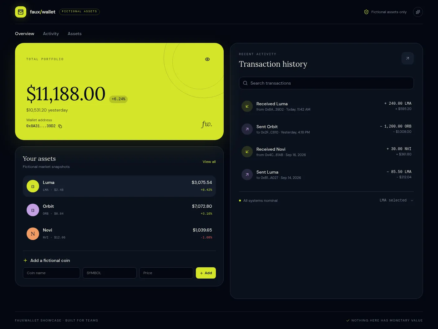 FauxWallet Showcase