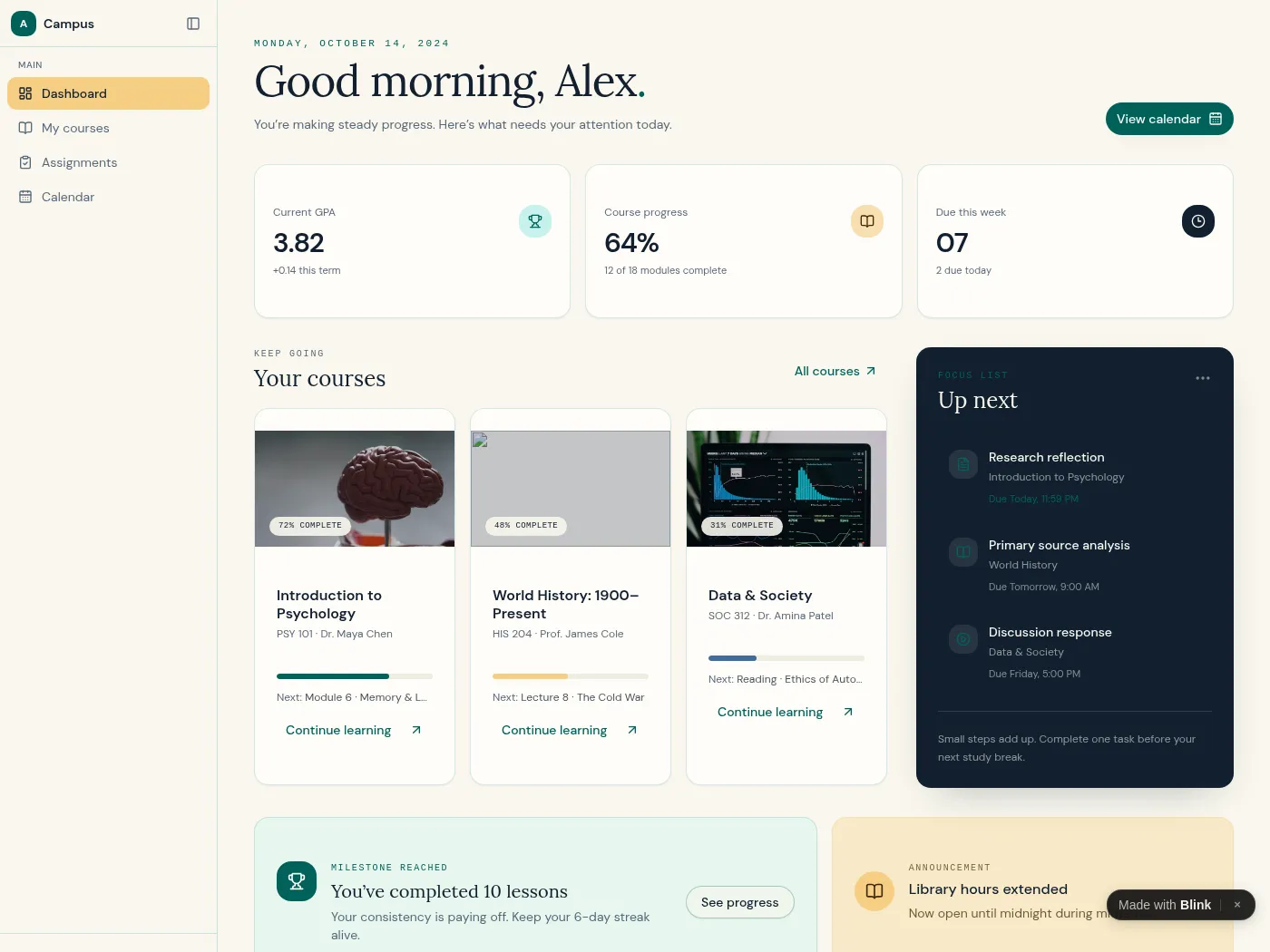 LMS Student Dashboard