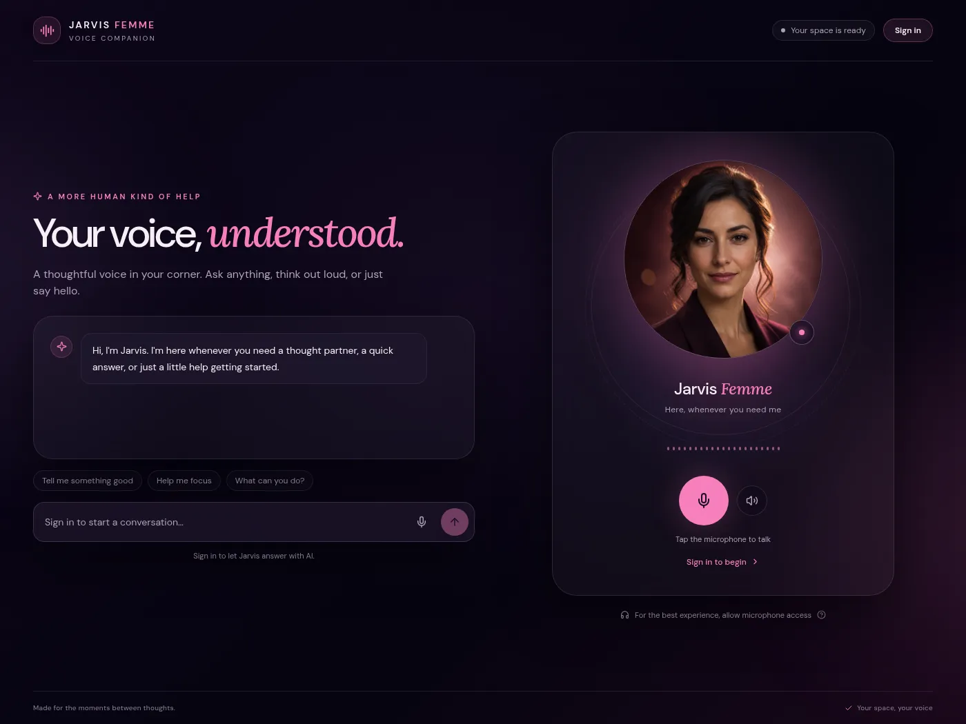 Jarvis Femme Voice Assistant