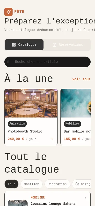 FêteRental Mobile