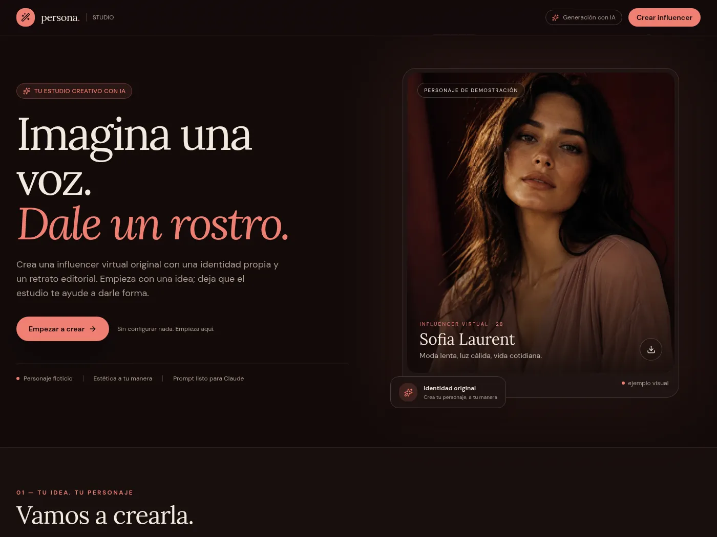 Free AI Influencer Page